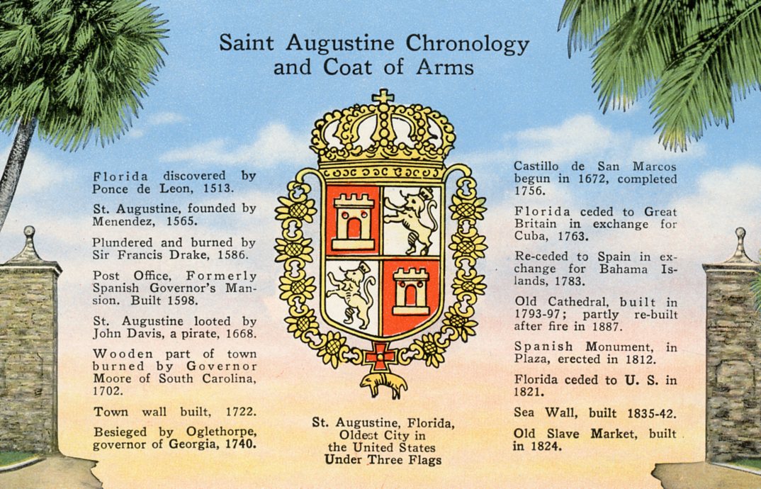 Saint Augustine Chronology and Coat of Arms [Postcard] – Carey's Emporium